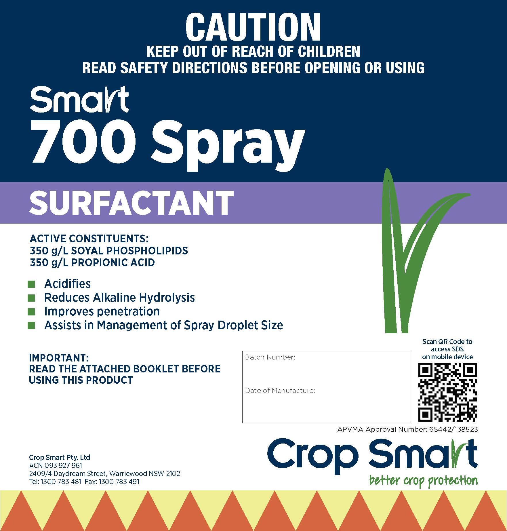 Smart 700 Spray Surfactant | Agricultural Crop Protection